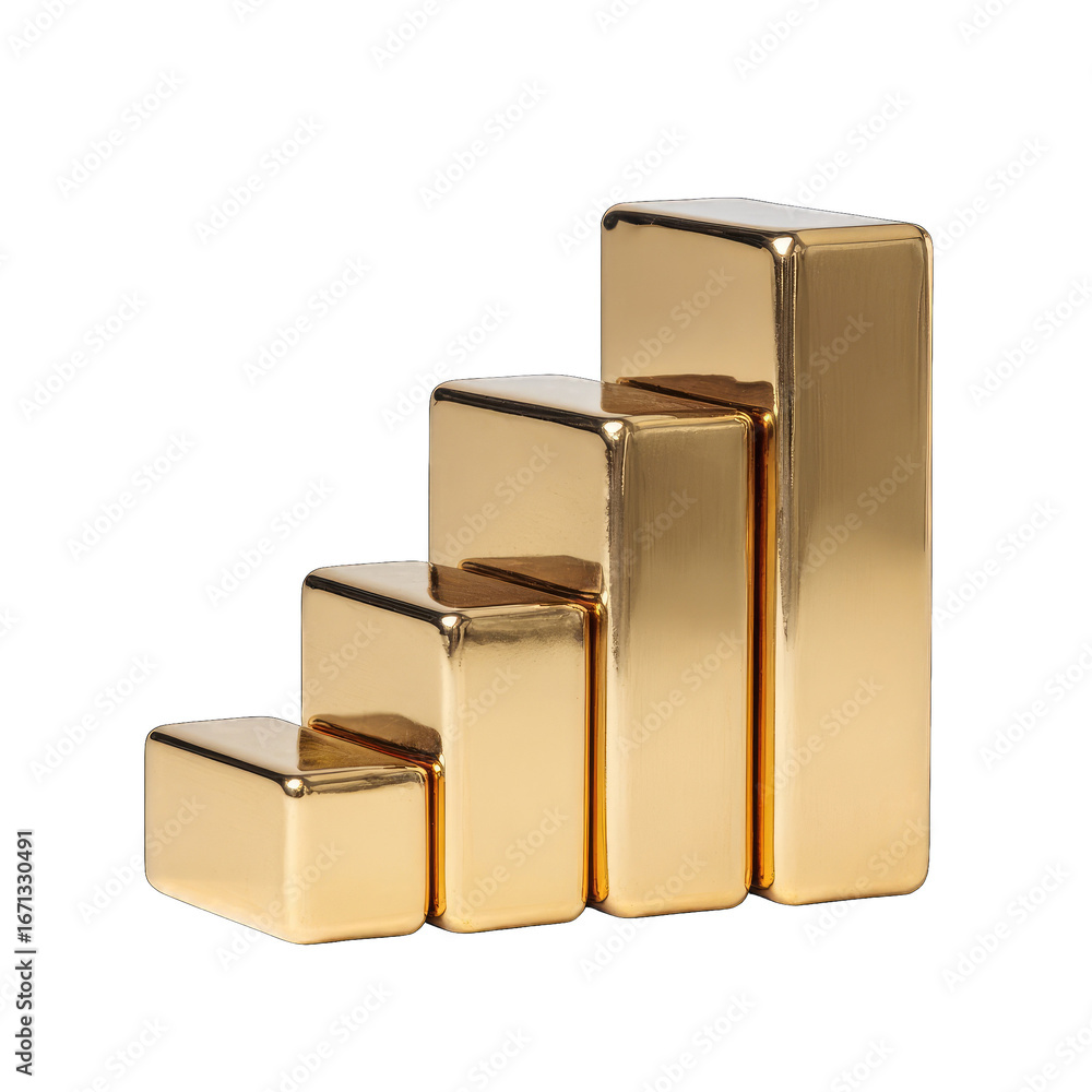 Gold blocks in ascending order, a chart of growth Stock Photo | Adobe Stock