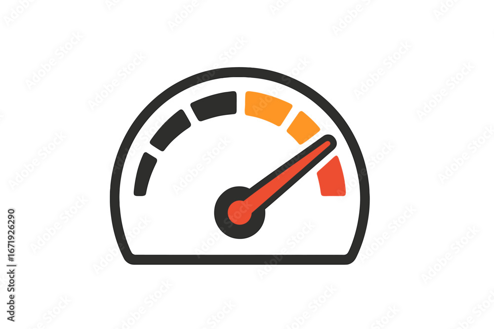 Speedometer icon vector isolated design element, speed indicator sign ...