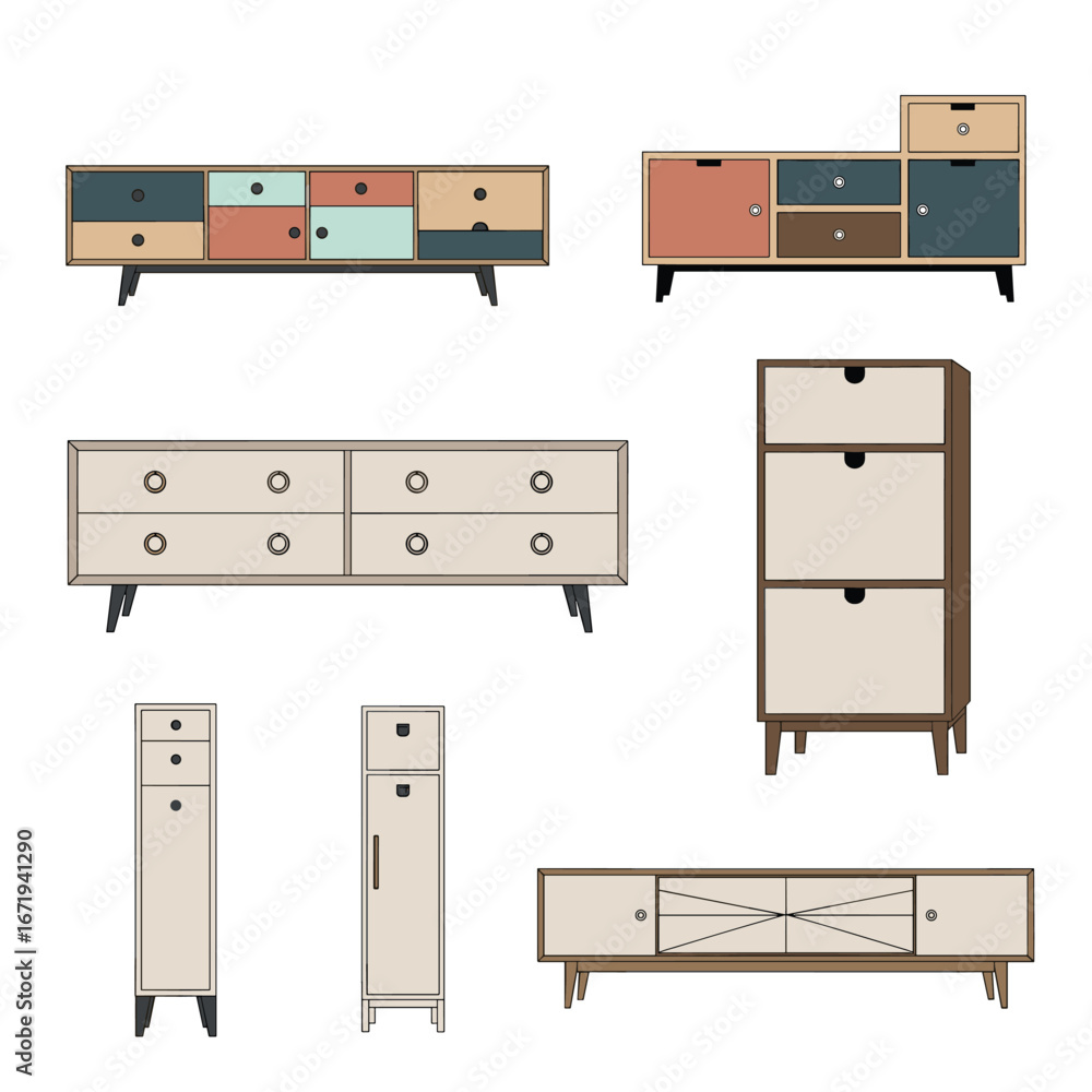 Mid century modern inspired storage cabinets and dressers collection ...