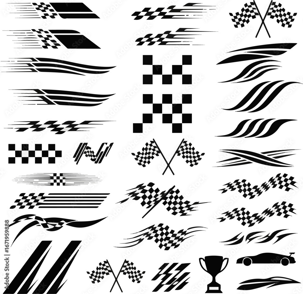 Image vectorielle Stock Create a Racing Stripes and Checkered Flag Set ...