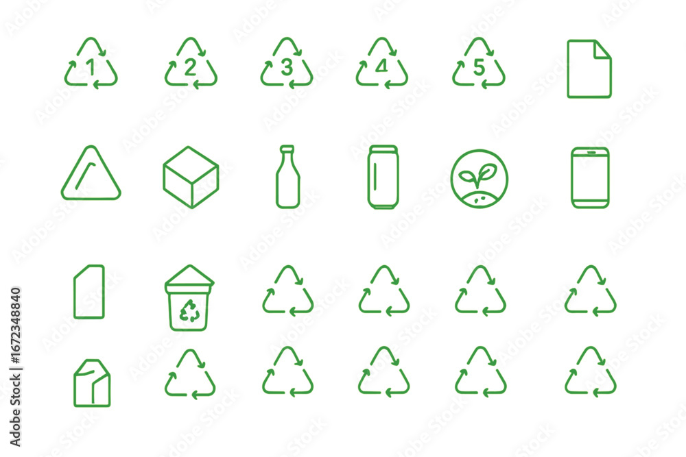 Recycling symbols and materials for sustainable waste management ...