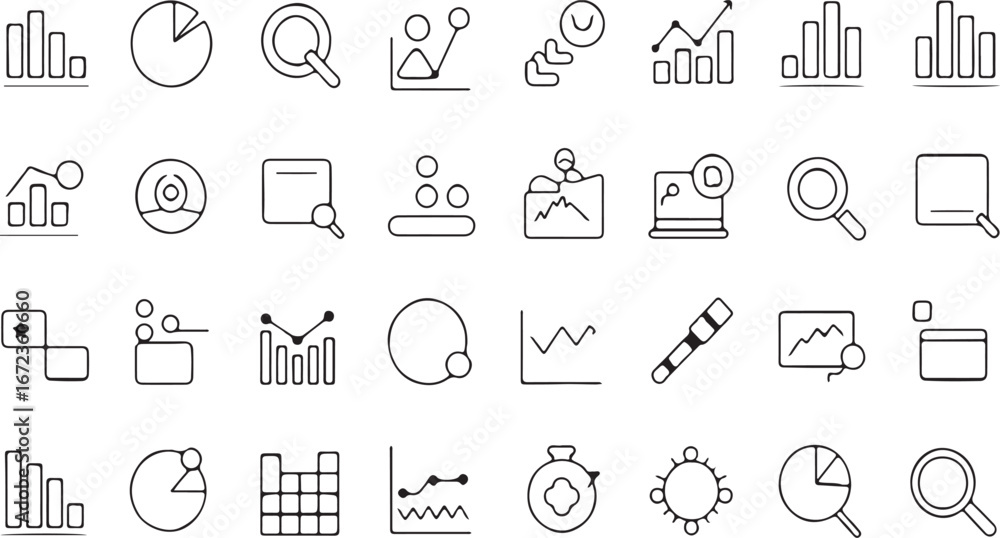 Best Data Analytics Icons Collection | Vector Line Graph, Chart, Pie ...