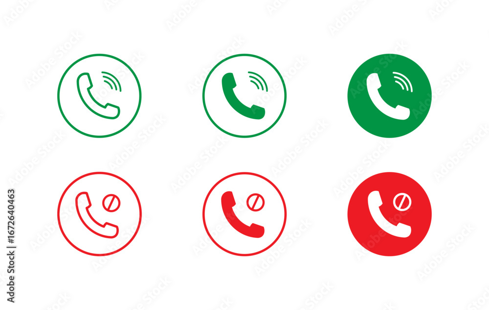 Calling, call block vector icons in outline and filled version with ...