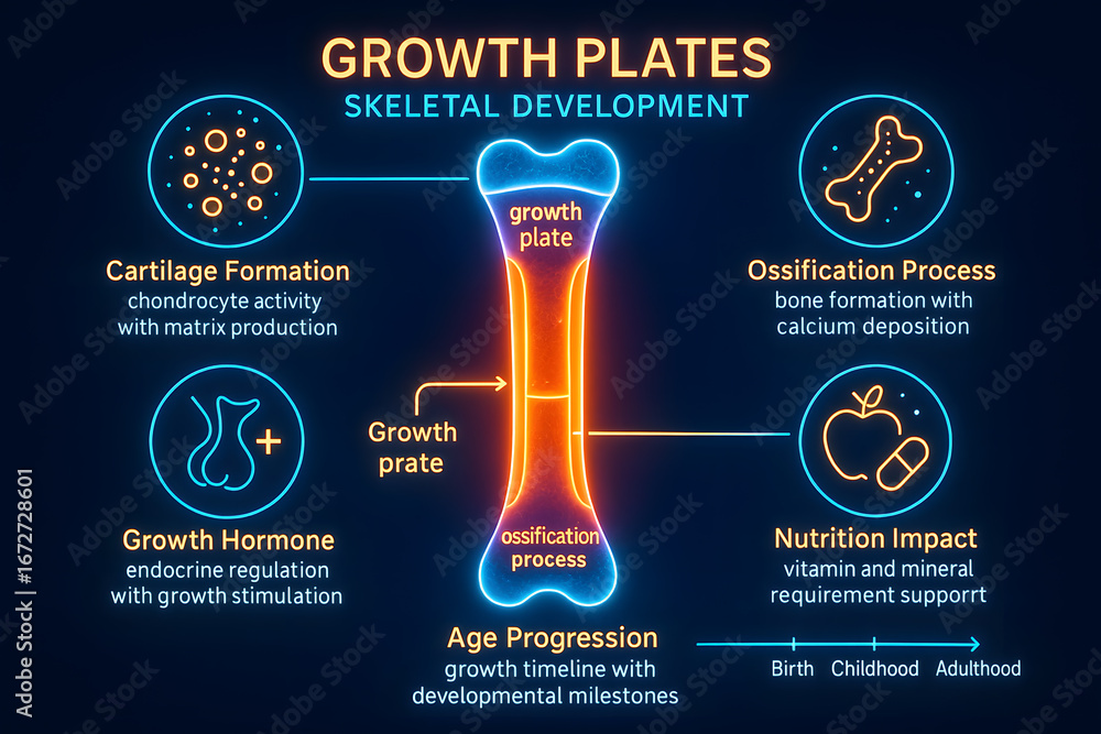 Human Skeletal Growth Stages from Childhood to Adulthood for Medical ...