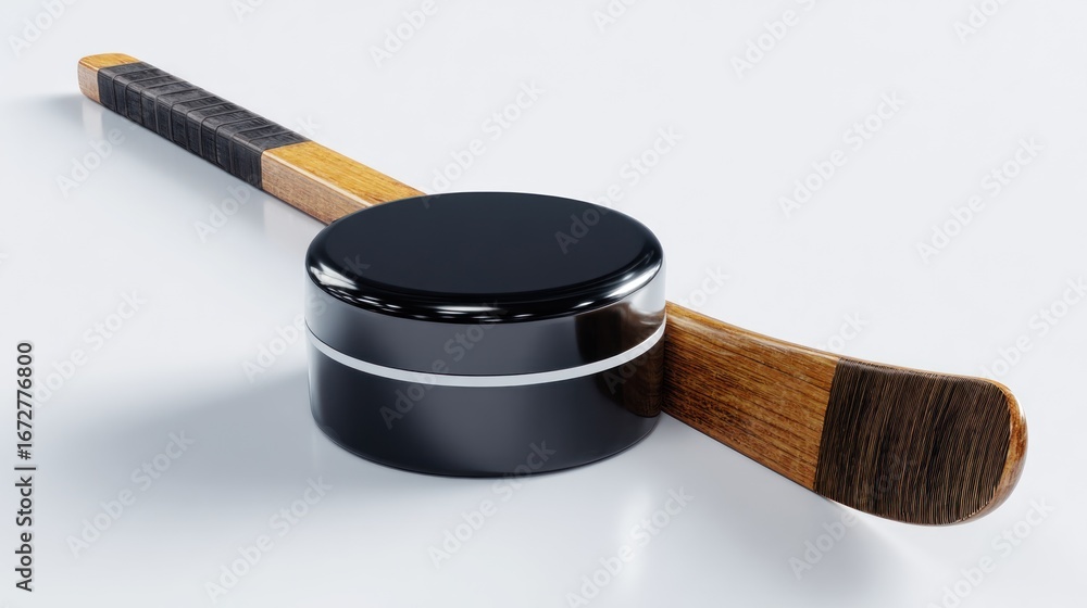 Hockey stick and puck-shaped jar Stock Photo | Adobe Stock