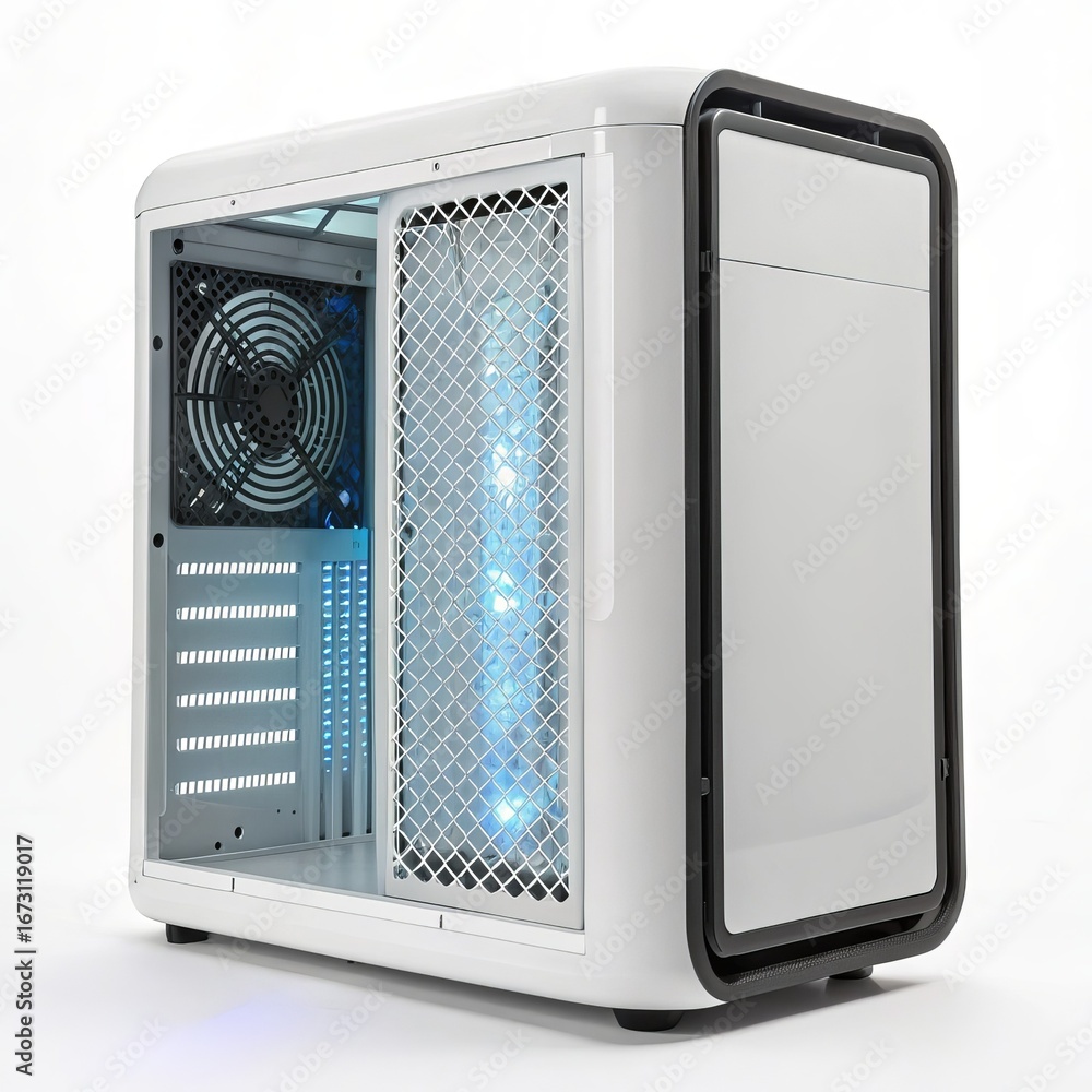 Photo Stock White computer case pc gaming desktop tower build custom ...