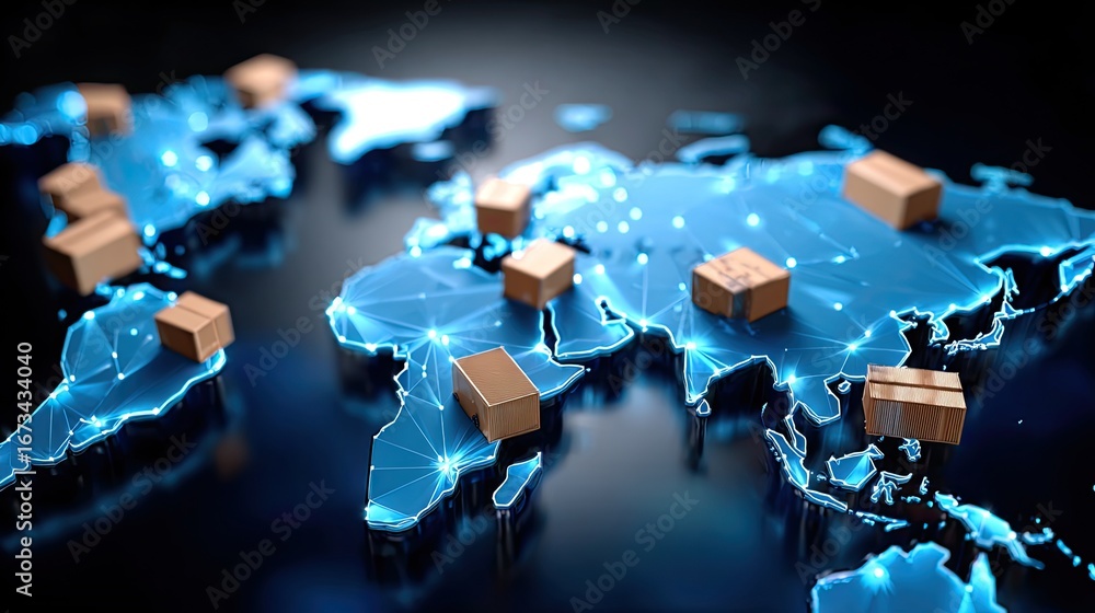 Stock-Illustration „Global Shipping: Illustrative representation of ...