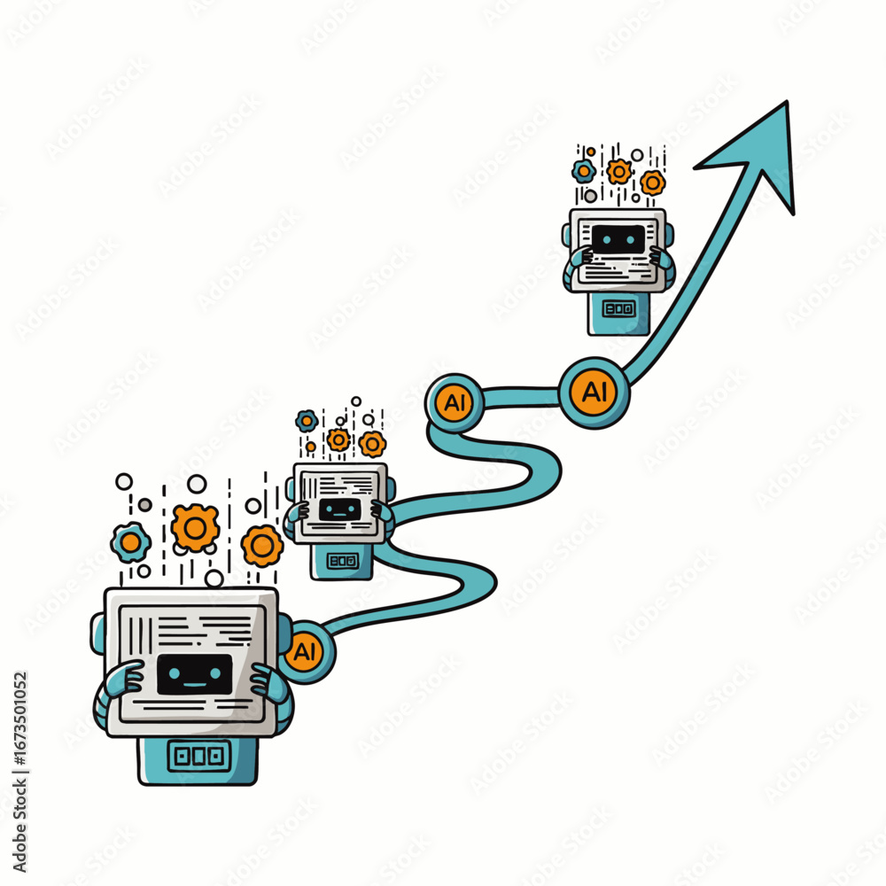 This modern illustration visualizes the progressive evolution of ...