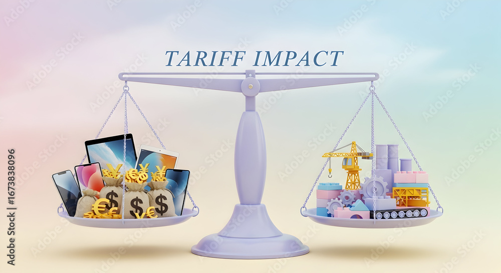 Scales Showing Tariff Impact — Balanced Weighing Scale Comparing ...