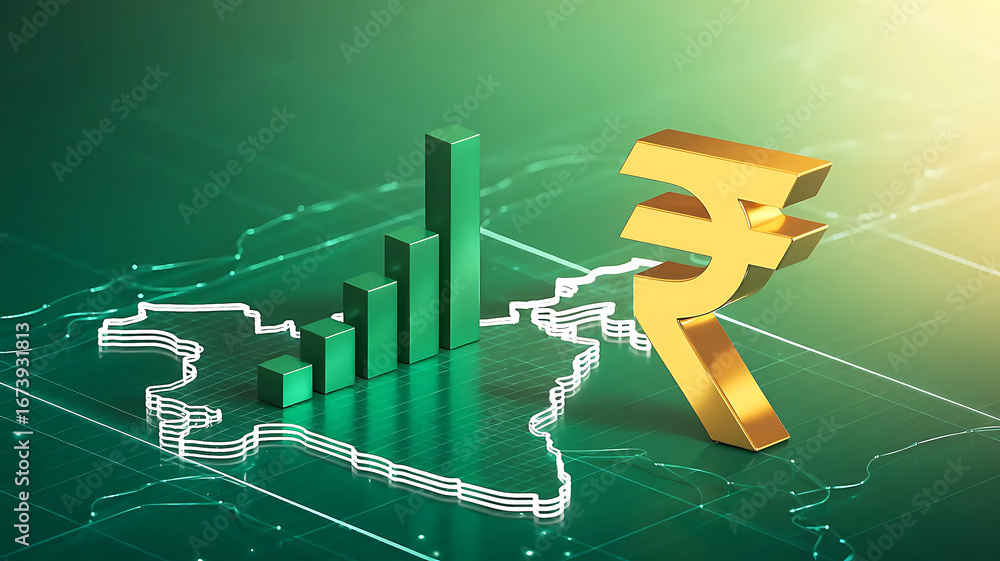 Stock-Illustration „Indian economy surging forward with Rupee currency ...