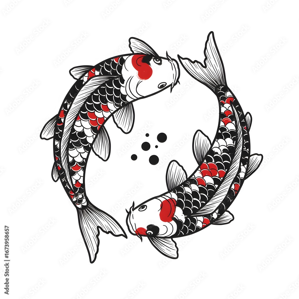 Intricately Designed Koi Fish Illustrating the Symbolism of Harmony and ...