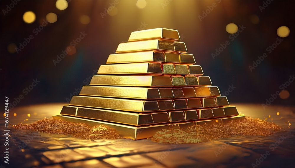 pyramid of gold bars wealth success finance Stock Photo | Adobe Stock