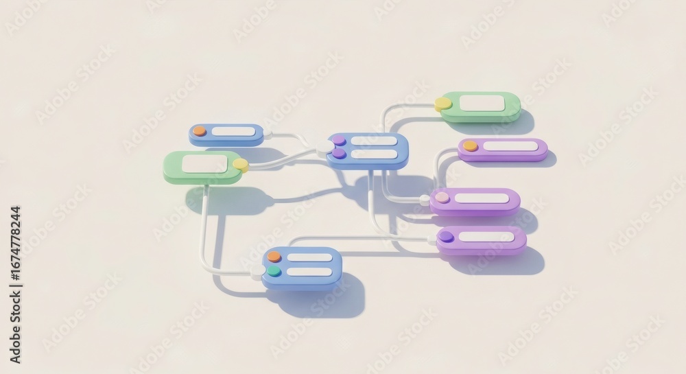 Visualizing a complex algorithm with AI Artificial Intelligence Technology, a 3D flowchart ...