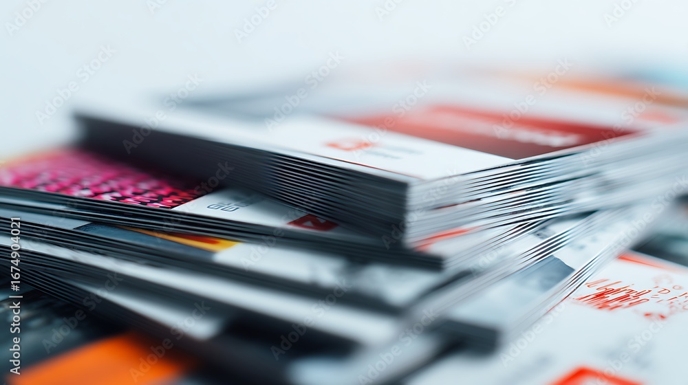 CloseUp Stack of Printed Flyers, Brochures, or Business Cards with ...