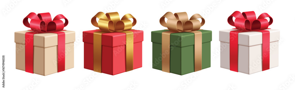 Christmas gifts elements clipart set. Christmas gift boxes clip art 3d ...