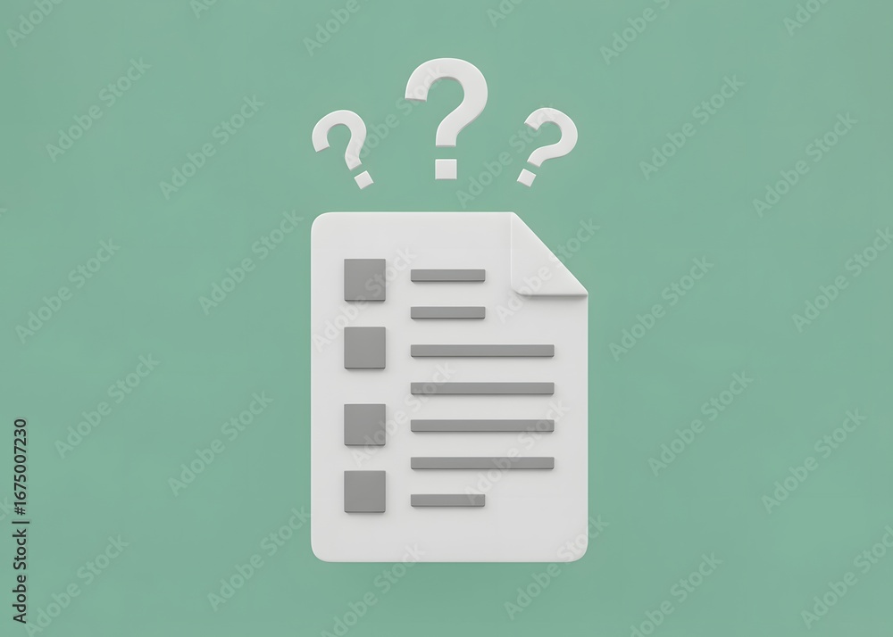 Стоковое фото «Document and question marks. FAQ on submitting a package ...