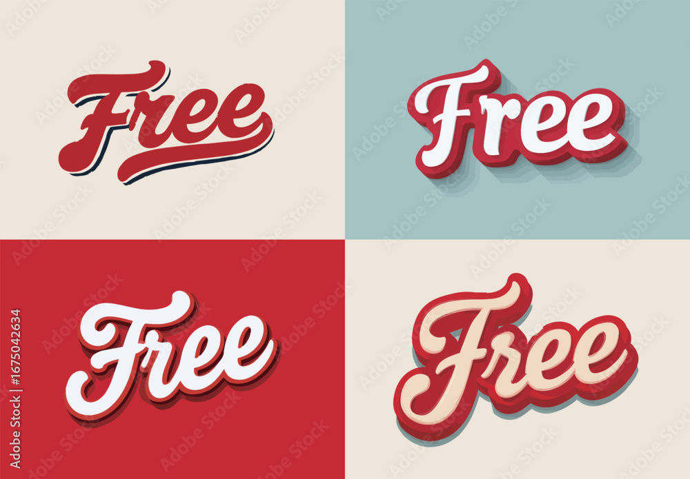 Four distinct designs of the word free are displayed in different ...