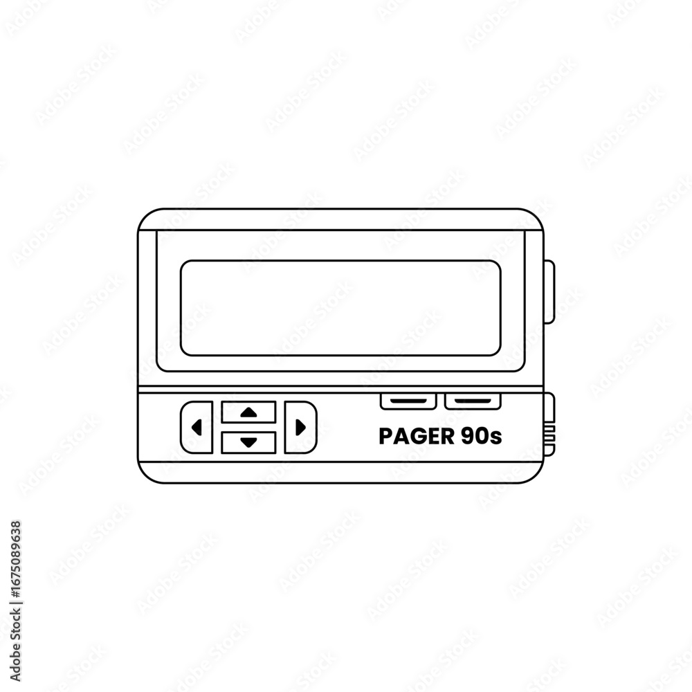 Outline sketch vector of a 1990s pager. Minimal retro beeper ...
