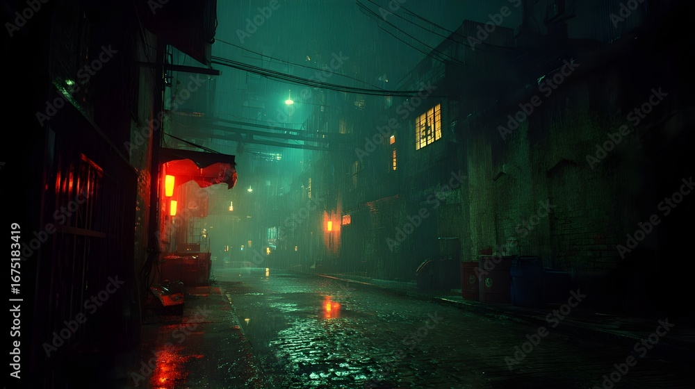 Forsaken Cyber-Punk Alleyway Setting: Gritty Urban Environment for ...