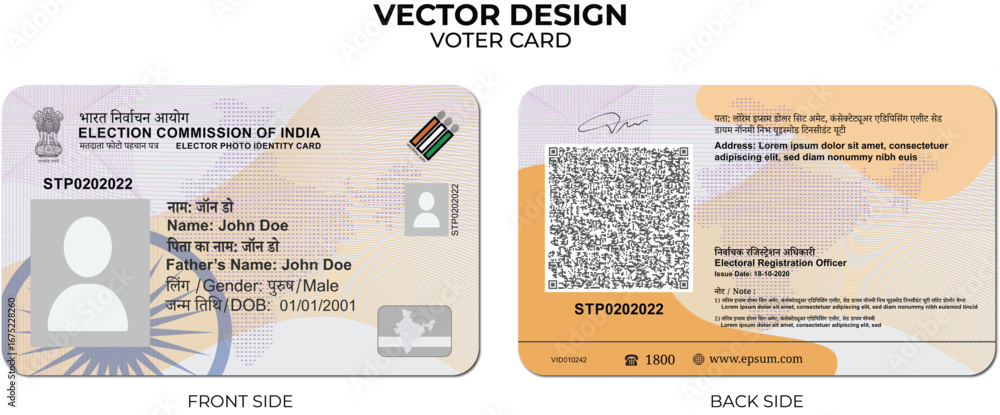 Editable Indian Election Commission Voter ID Card Template – EPIC ...