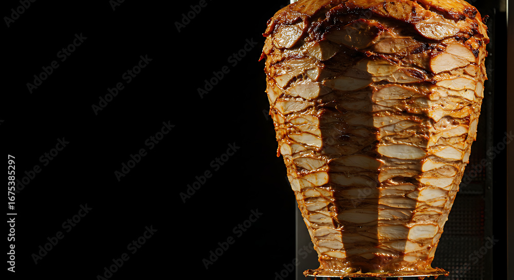 Vertical Shawarma Spit: Photograph of shawarma meat roasting on a ...