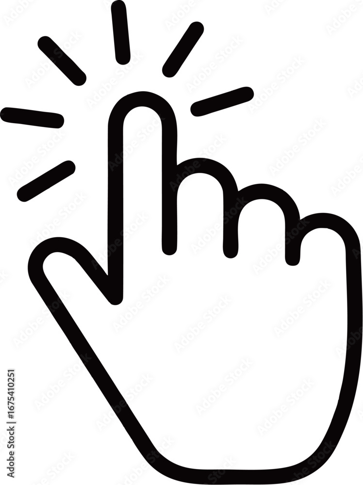 Hand cursor icon clicking a button, a symbol of user interface ...