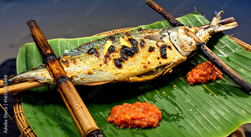 Malaysia – Ikan Bakar (Grilled Whole Fish). a whole mackerel ...