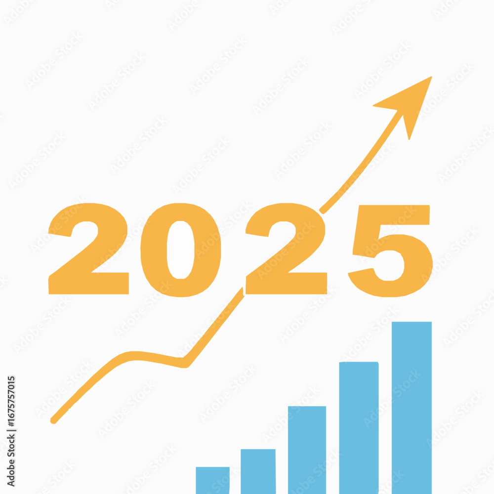 2025 growth chart with upward arrow graph bar chart Stock Vector ...