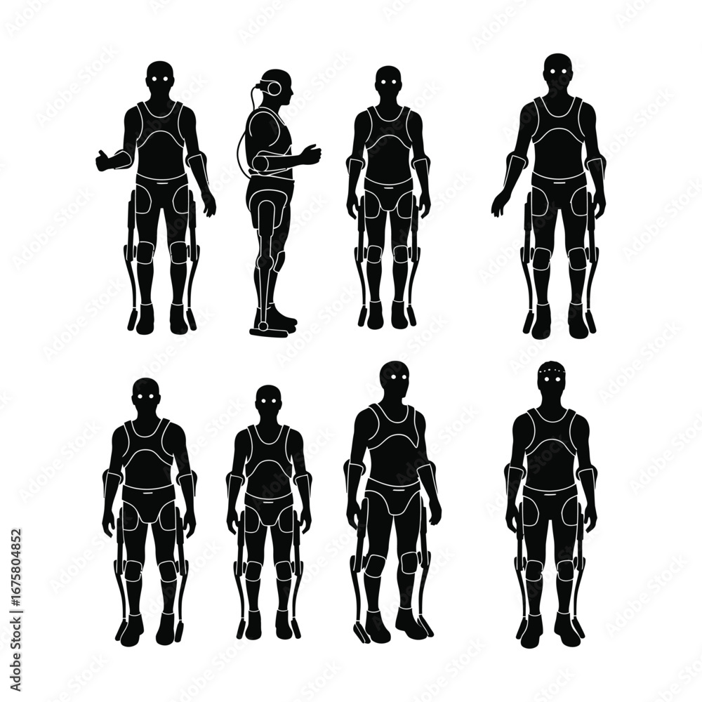 Physiotherapy Robot Silhouettes A Comprehensive Guide to Exoskeleton ...