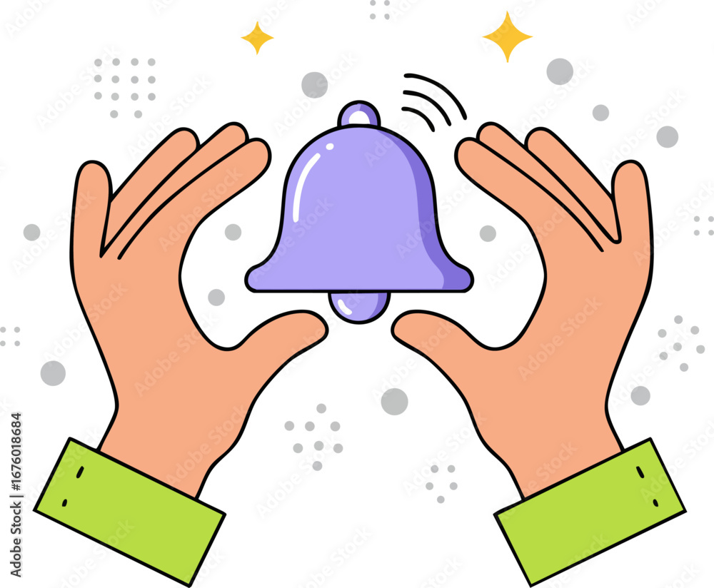 Hands Holding Notification Bell Symbolizing Alerts and Important ...