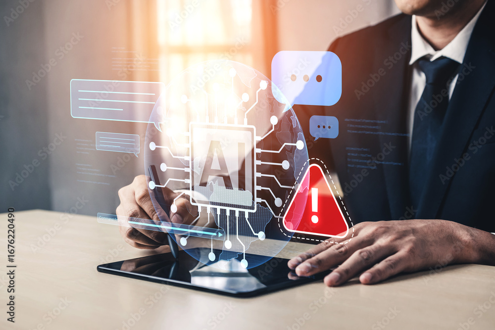 AI interface showing prompt error warning and system alert. AI prompt ...
