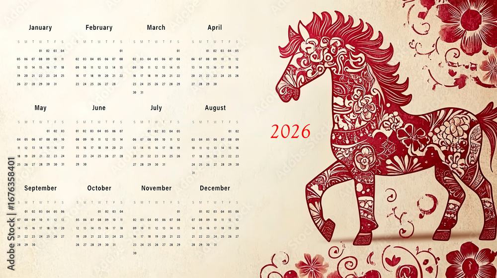Stock-Illustration „2026 horse representing chinese new year with ...