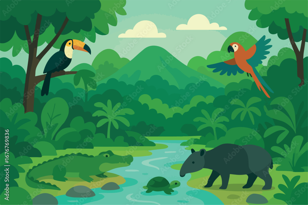 Parque Nacional Yasun ecuador jungle park Stock Vector | Adobe Stock