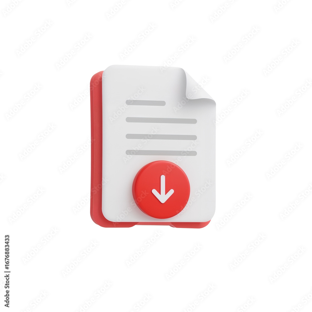 Stylized document icon displaying a download action with simplified ...