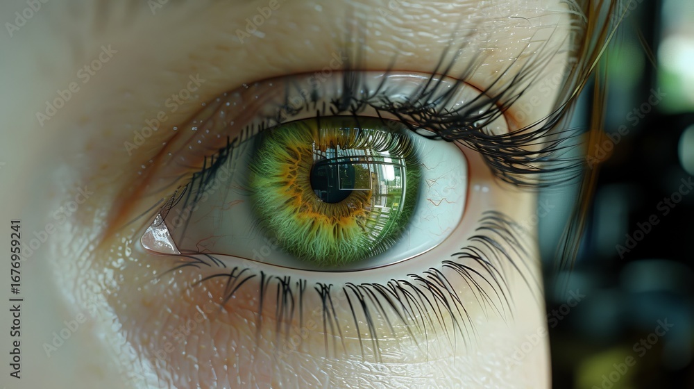 High detail 3d visualization of a human eye with close up of the iris ...