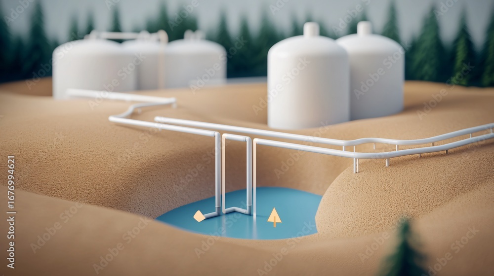 Biomass carbon capture technology illustration with flow diagram ...