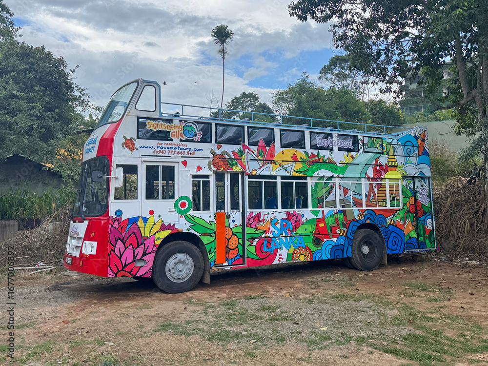 Ella, Sri Lanka - August 5, 2025: Double decker hop on hop off ...