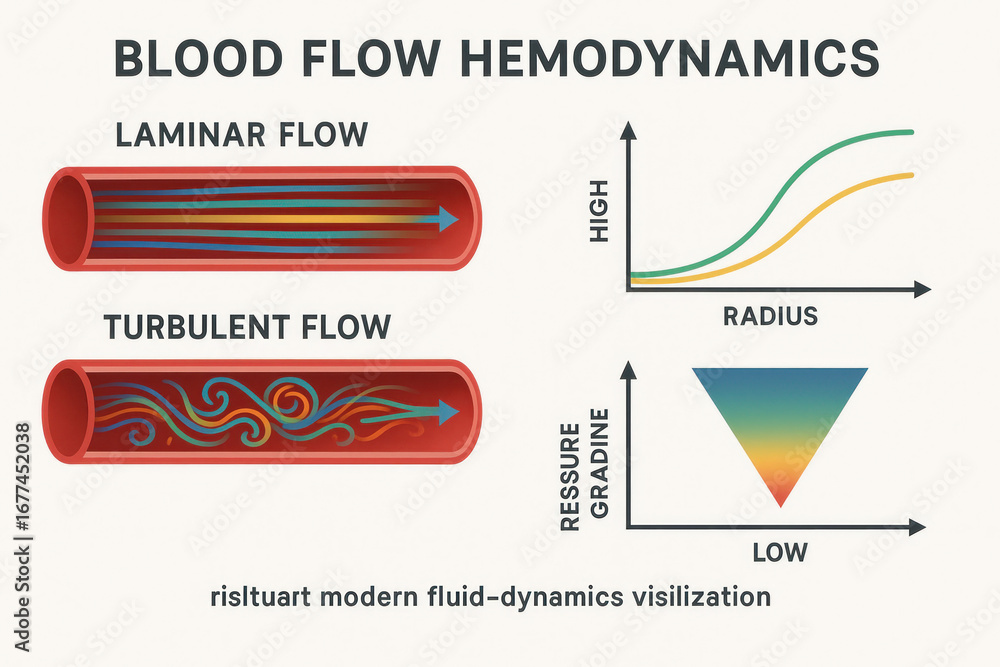 Blood Flow Hemodynamics: Laminar vs Turbulent Flow Illustration Stock ...
