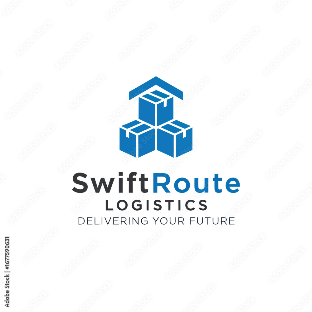 SwiftRoute Logistics logo featuring stylized boxes and a roof shape ...