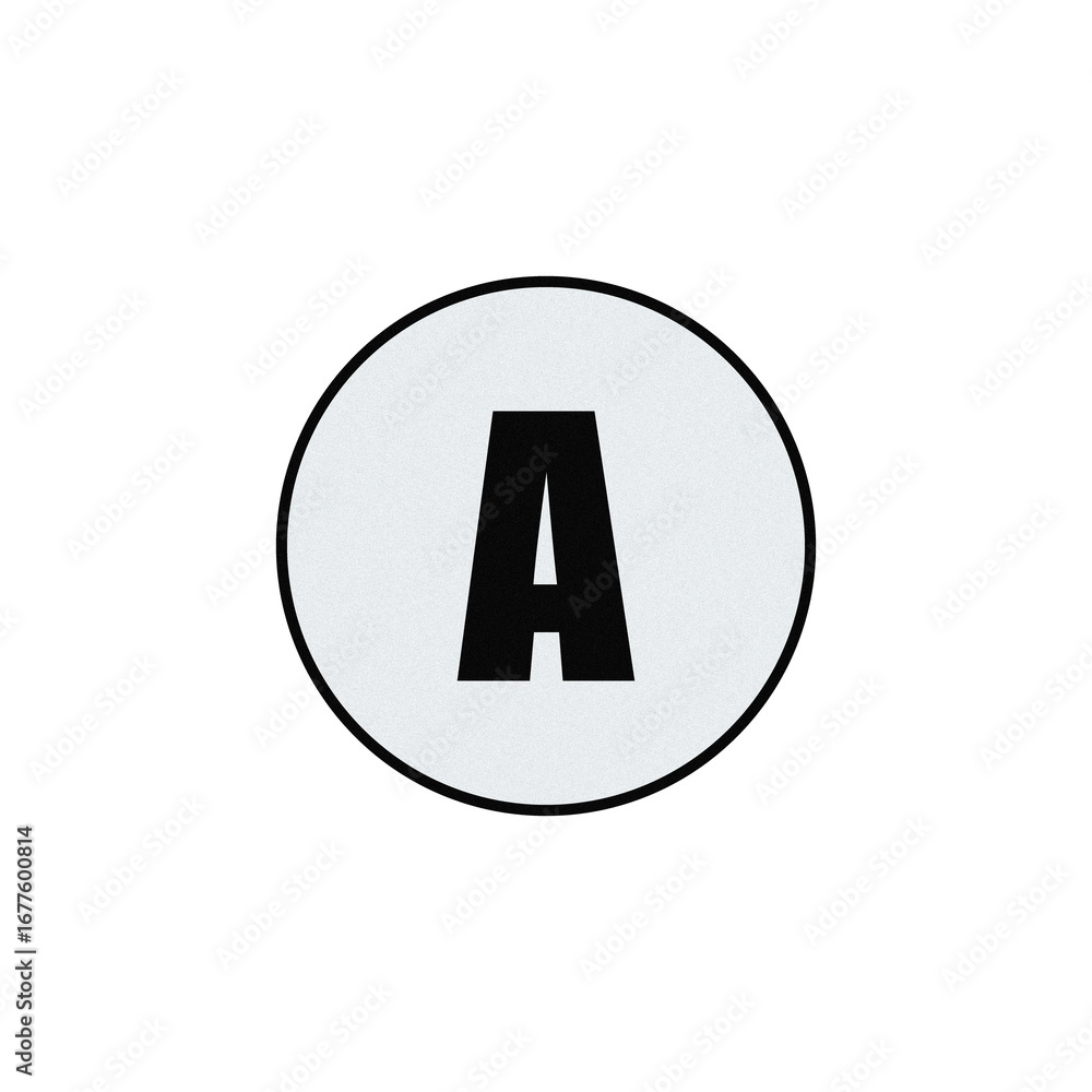 Simple black letter a inside a white circle with black outline ...