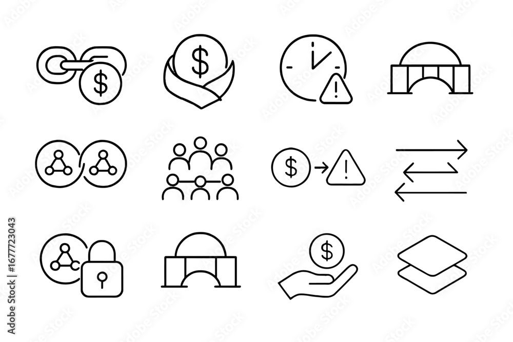 Cross-Chain Bridge Icons. Line style icons of cross-chain bridges ...