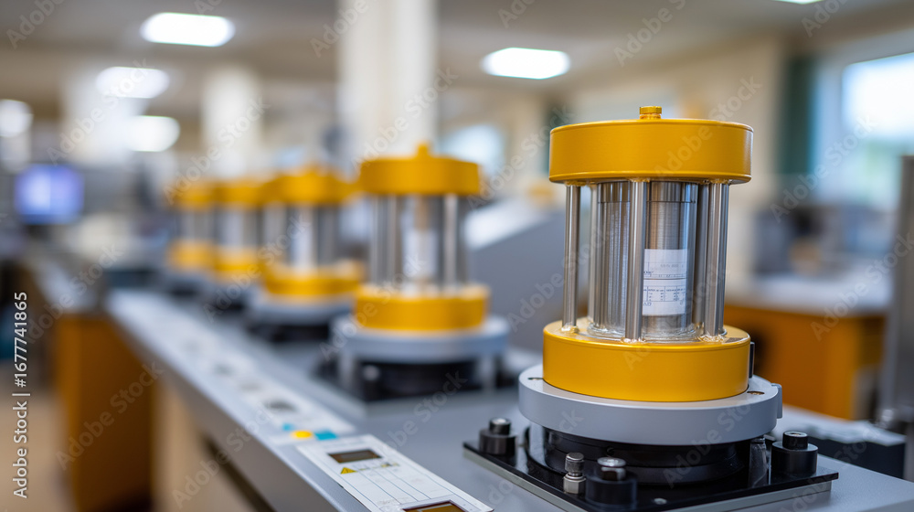 Uranium enrichment facility with centrifuge cascades and radiation ...