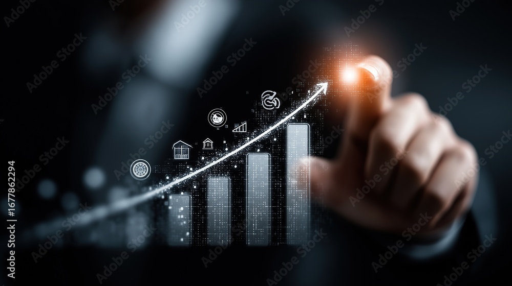 A businessman with a graph for growth symbolizing the agentic AI agent ...