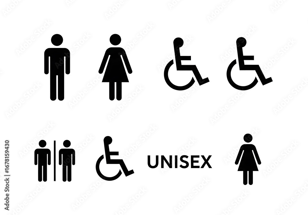 Illustration Stock Inclusive public restroom pictogram set featuring ...