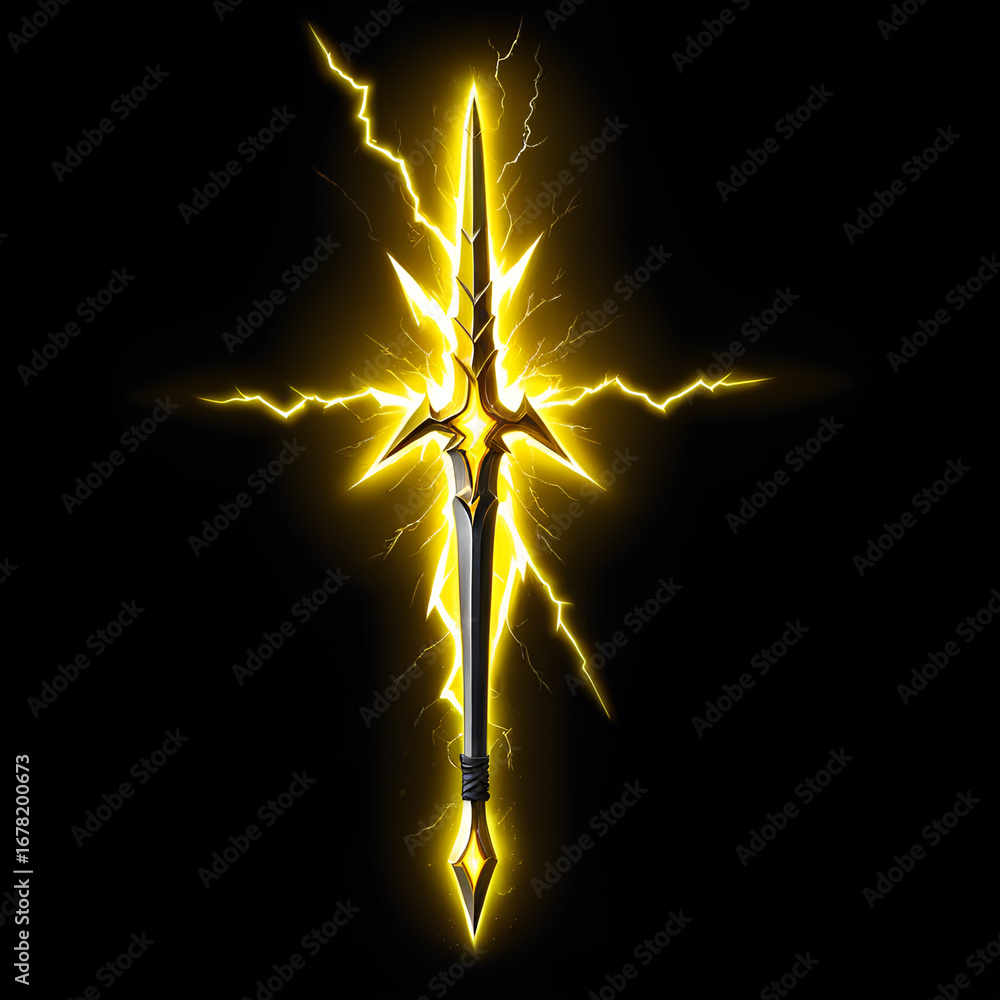 Experience the raw power of a mythical sword crackling with vibrant ...