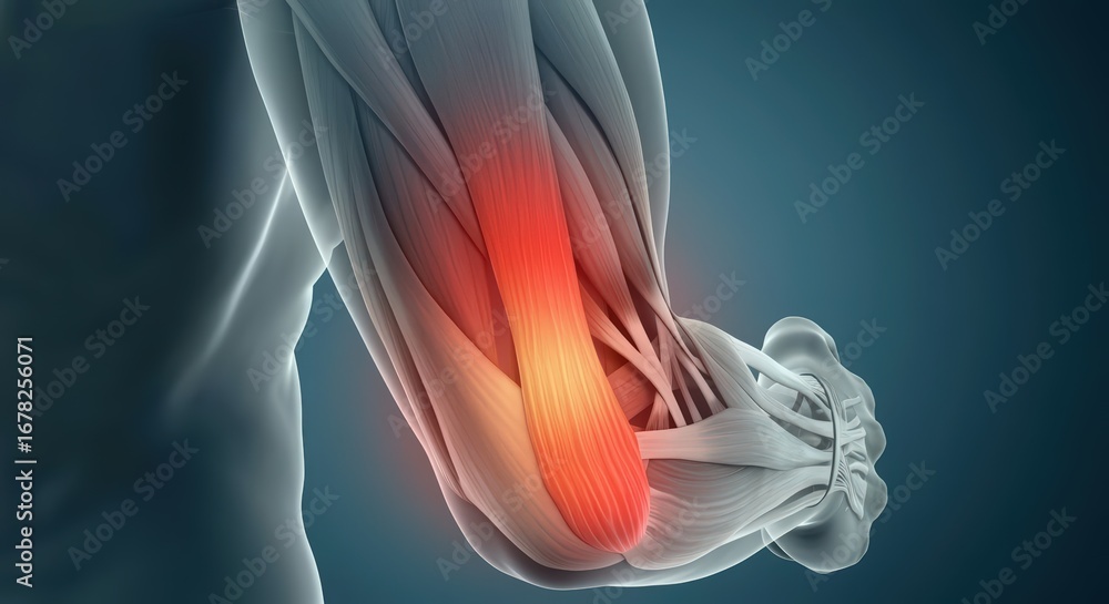 Arm and forearm with a hotspot, illustrating nerve compression ...