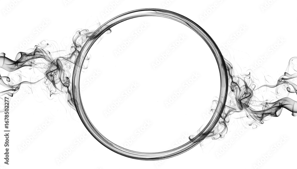 PNG black smoke forming a circular frame with smoke loops, perfect for ...