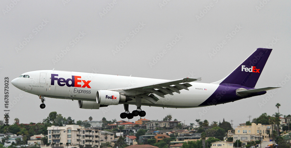 San Diego, United States - August 4, 2025: FedEx Express Airbus A300 ...