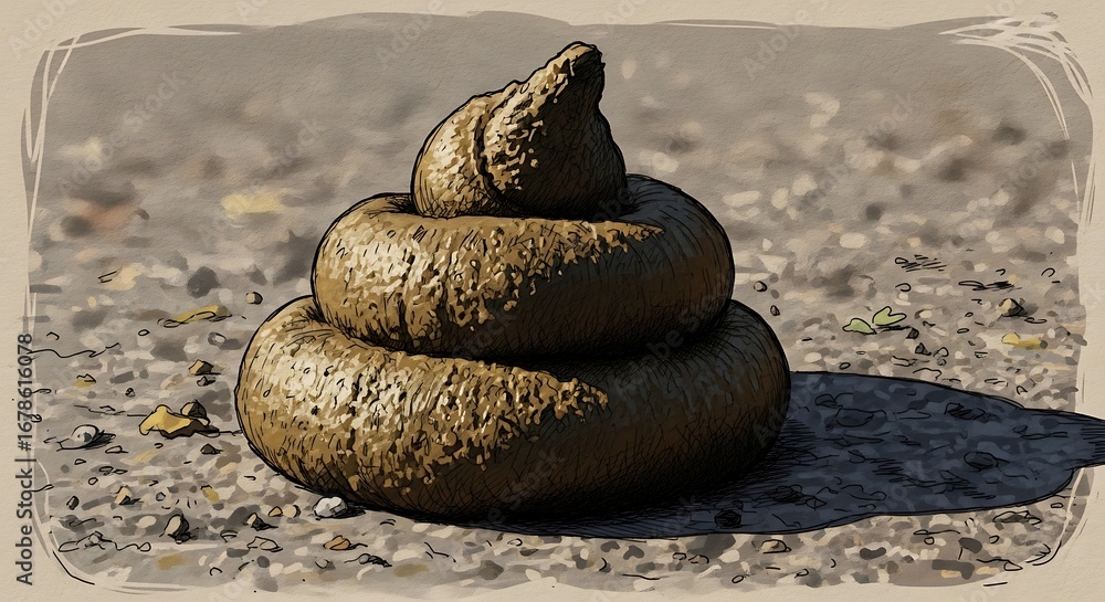 Dog Poop on Sandy Ground with Shadow in Outdoor Environment Stock ...