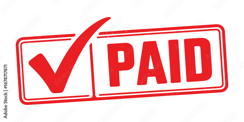 Red paid stamp with check mark symbolizing completion Stock Vector ...